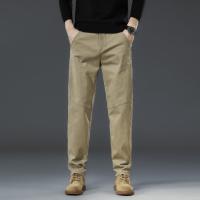 China Regular Daily Washed Mid Waist jogger pants wholesale Khaki Grey Solid Color Custom (HY603) for sale