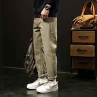 China Youth Trend Daily Washed Mid Waist jogger pants wholesale Khaki Grey Breathable Custom (HY603) for sale
