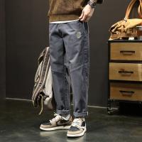 China Youth Trend Daily Washed Mid Waist jogger pants wholesale Khaki Grey Breathable Custom (HY603) for sale