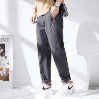 China Daily Washed Casual mens pants wholesale Mid Waist Khaki Grey Custom (HY603) for sale