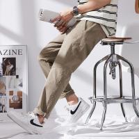 China Daily Washed Casual mens pants wholesale Mid Waist Khaki Grey Custom (HY603) for sale