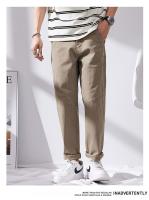 China Daily Washed Casual mens pants wholesale Mid Waist Khaki Grey Custom (HY603) for sale