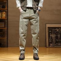 China #8580 Daily Washed Mid Waist jogger pants wholesale Khaki Grey Breathable Custom (HY603) for sale