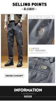 China #8580 Daily Washed Mid Waist jogger pants wholesale Khaki Grey Breathable Custom (HY603) for sale