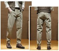 China #8580 Daily Washed Mid Waist jogger pants wholesale Khaki Grey Breathable Custom (HY603) for sale