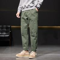 China Army Green Grey Daily Washed Mid Waist jogger pants wholesale Solid Color Slight Stretch Custom (HY602) for sale