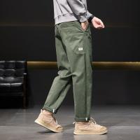 China Army Green Grey Daily Washed Mid Waist jogger pants wholesale Solid Color Slight Stretch Custom (HY602) for sale