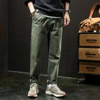 China Army Green Dark Grey Regular Daily Washed Mid Waist jogger pants wholesale Youth Trend Slight Stretch Custom (HY602) for sale