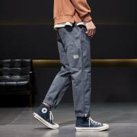 China #1003 Daily Washed Mid Waist jogger pants wholesale Khaki Grey Solid Color Custom (HY601) for sale