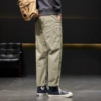 China #1003 Daily Washed Mid Waist jogger pants wholesale Khaki Grey Solid Color Custom (HY601) for sale