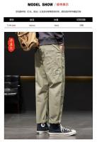 China #1003 Daily Washed Mid Waist jogger pants wholesale Khaki Grey Solid Color Custom (HY601) for sale
