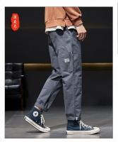 China #1003 Daily Washed Mid Waist jogger pants wholesale Khaki Grey Solid Color Custom (HY601) for sale