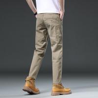 China Khaki Dark Grey Daily Washed Mid Waist mens pants wholesale Solid Color Slight Stretch Custom (HY601) for sale