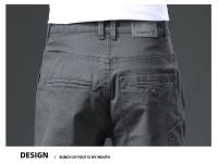 China Khaki Dark Grey Daily Washed Mid Waist mens pants wholesale Solid Color Slight Stretch Custom (HY601) for sale
