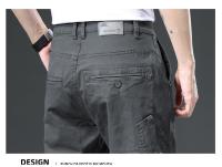 China Khaki Dark Grey Daily Washed Mid Waist mens pants wholesale Solid Color Slight Stretch Custom (HY601) for sale