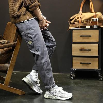 China #8181 Daily Washed Mid Waist jogger pants wholesale Grey Khaki Breathable Custom (HY601) for sale