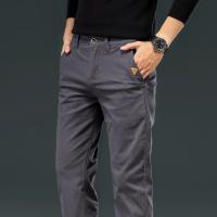 China Washed Mid Waist Solid Color mens pants wholesale Youth Trend Slight Stretch Custom (P408) for sale