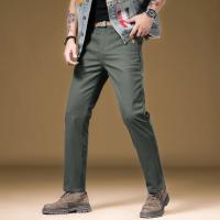China Grey Army Green Washed Mid Waist Breathable mens pants wholesale Solid Color Youth Trend Custom (P408) for sale