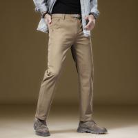 China Straight Pant Basic Daily Washed mens pants wholesale Mid Waist Solid Color Custom (P405) for sale