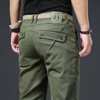China Army Green Khaki Basic Daily Washed mens pants wholesale Mid Waist Solid Color Custom (P405) for sale