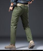 China Army Green Khaki Basic Daily Washed mens pants wholesale Mid Waist Solid Color Custom (P405) for sale