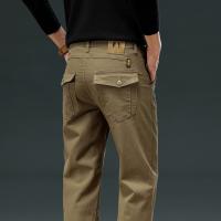China Basic Washed Mid Waist mens pants wholesale Solid Color Slight Stretch Custom (P404) for sale