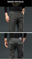 China Basic Washed Mid Waist mens pants wholesale Solid Color Slight Stretch Custom (P404) for sale