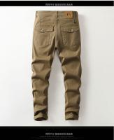 China Basic Washed Mid Waist mens pants wholesale Solid Color Slight Stretch Custom (P404) for sale