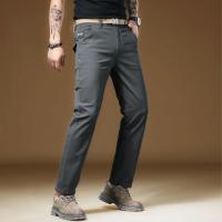 China Khaki Dark Grey Basic Washed Mid Waist mens pants wholesale Breathable Solid Color Custom (P404) for sale