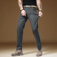 China Khaki Dark Grey Basic Washed Mid Waist mens pants wholesale Breathable Solid Color Custom (P404) for sale