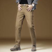 China Khaki Dark Grey Basic Washed Mid Waist mens pants wholesale Breathable Solid Color Custom (P404) for sale