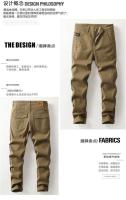 China Khaki Dark Grey Basic Washed Mid Waist mens pants wholesale Breathable Solid Color Custom (P404) for sale