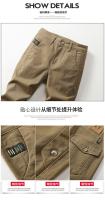China Khaki Dark Grey Basic Washed Mid Waist mens pants wholesale Breathable Solid Color Custom (P404) for sale