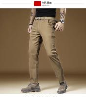 China Khaki Dark Grey Basic Washed Mid Waist mens pants wholesale Breathable Solid Color Custom (P404) for sale