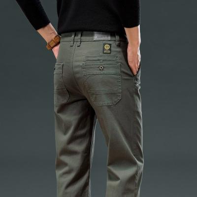 China Washed Mid Waist Youth Trend mens pants wholesale Slight Stretch Dark Green Dark Grey Custom (P402) for sale