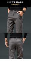 China Washed Mid Waist Youth Trend mens pants wholesale Slight Stretch Dark Green Dark Grey Custom (P402) for sale