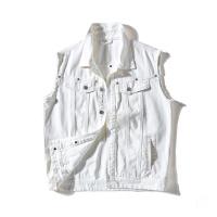 China Single Breasted Basic White Black Cotton 100% wholesale denim vest for Summer 2026 Metal Accent Custom (MJ580) for sale