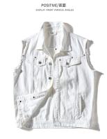 China Single Breasted Basic White Black Cotton 100% wholesale denim vest for Summer 2026 Metal Accent Custom (MJ580) for sale