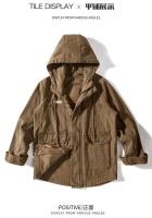 China Stand Collar Daily With Hood Fabric Hem mens casual leather jackets Cotton 100% Long Sleeve Custom (JK766) for sale