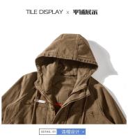 China Stand Collar Daily With Hood Fabric Hem mens casual leather jackets Cotton 100% Long Sleeve Custom (JK766) for sale