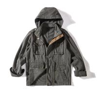 China Multi Pocket Daily Army Green Fabric Hem mens casual leather jackets Cotton 100% Long Sleeve Custom (JK758) for sale