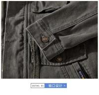 China Multi Pocket Daily Army Green Fabric Hem mens casual leather jackets Cotton 100% Long Sleeve Custom (JK758) for sale