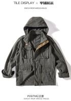 China Multi Pocket Daily Army Green Fabric Hem mens casual leather jackets Cotton 100% Long Sleeve Custom (JK758) for sale