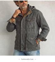 China Multi Pocket Daily Army Green Fabric Hem mens casual leather jackets Cotton 100% Long Sleeve Custom (JK758) for sale