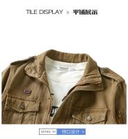 China Stand Collar Daily Fabric Hem Cotton 100% mens casual leather jackets Long Sleeve Multi Pocket Custom (JK757) for sale