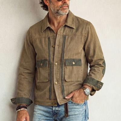 China Loose Fit Daily Fabric Hem Color Block mens casual leather jackets Cotton 100% Long Sleeve Custom (JK750) for sale