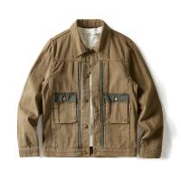 China Loose Fit Daily Fabric Hem Color Block mens casual leather jackets Cotton 100% Long Sleeve Custom (JK750) for sale