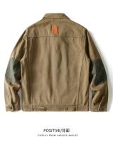 China Loose Fit Daily Fabric Hem Color Block mens casual leather jackets Cotton 100% Long Sleeve Custom (JK750) for sale