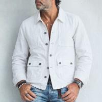 China White White Daily Washed french workwear jacket wholesale Fabric Hem Cotton 100% Custom (JK739) for sale