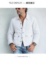 China White White Daily Washed french workwear jacket wholesale Fabric Hem Cotton 100% Custom (JK739) for sale